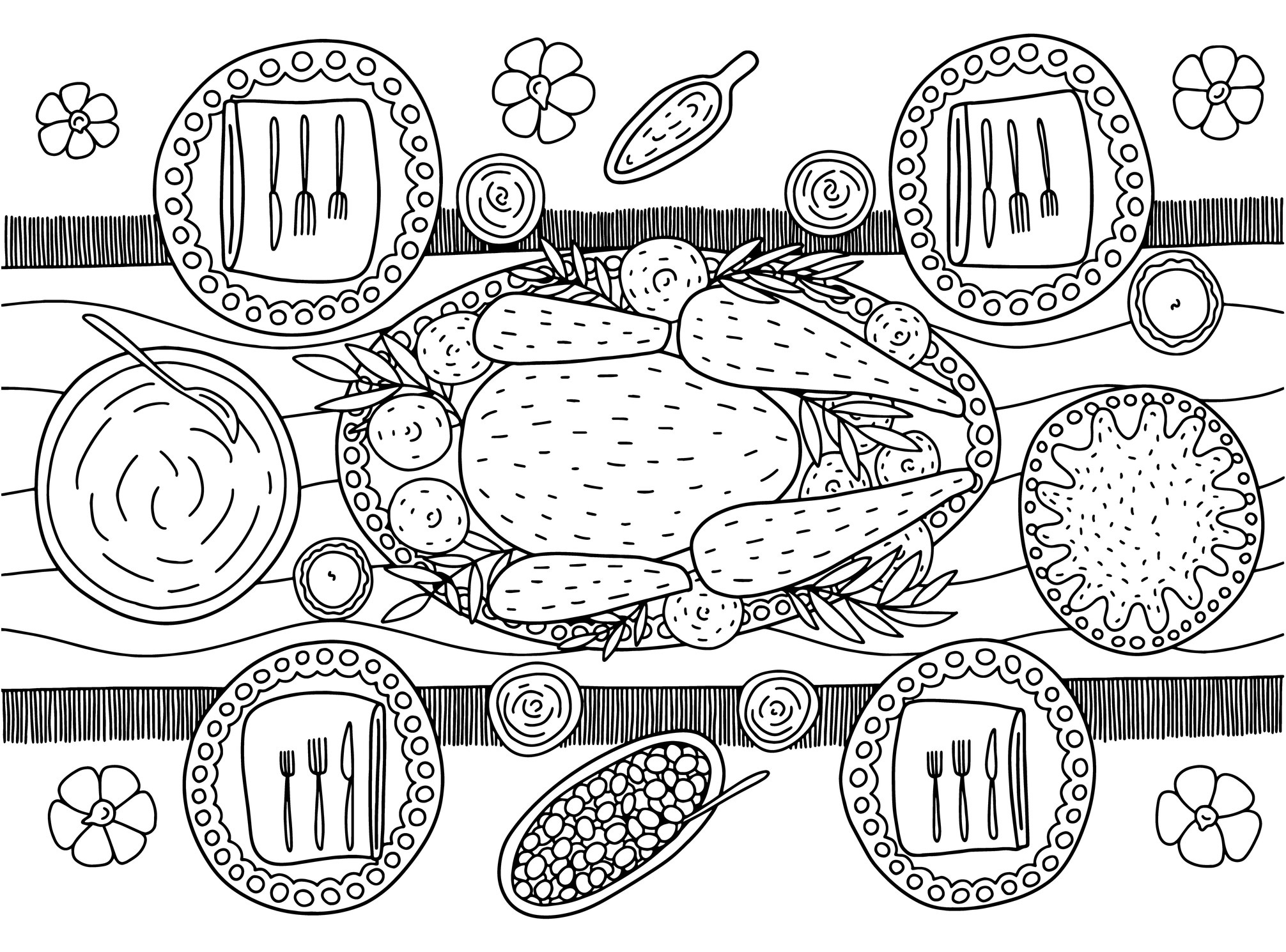 coloring pages for the thanksgiving meal