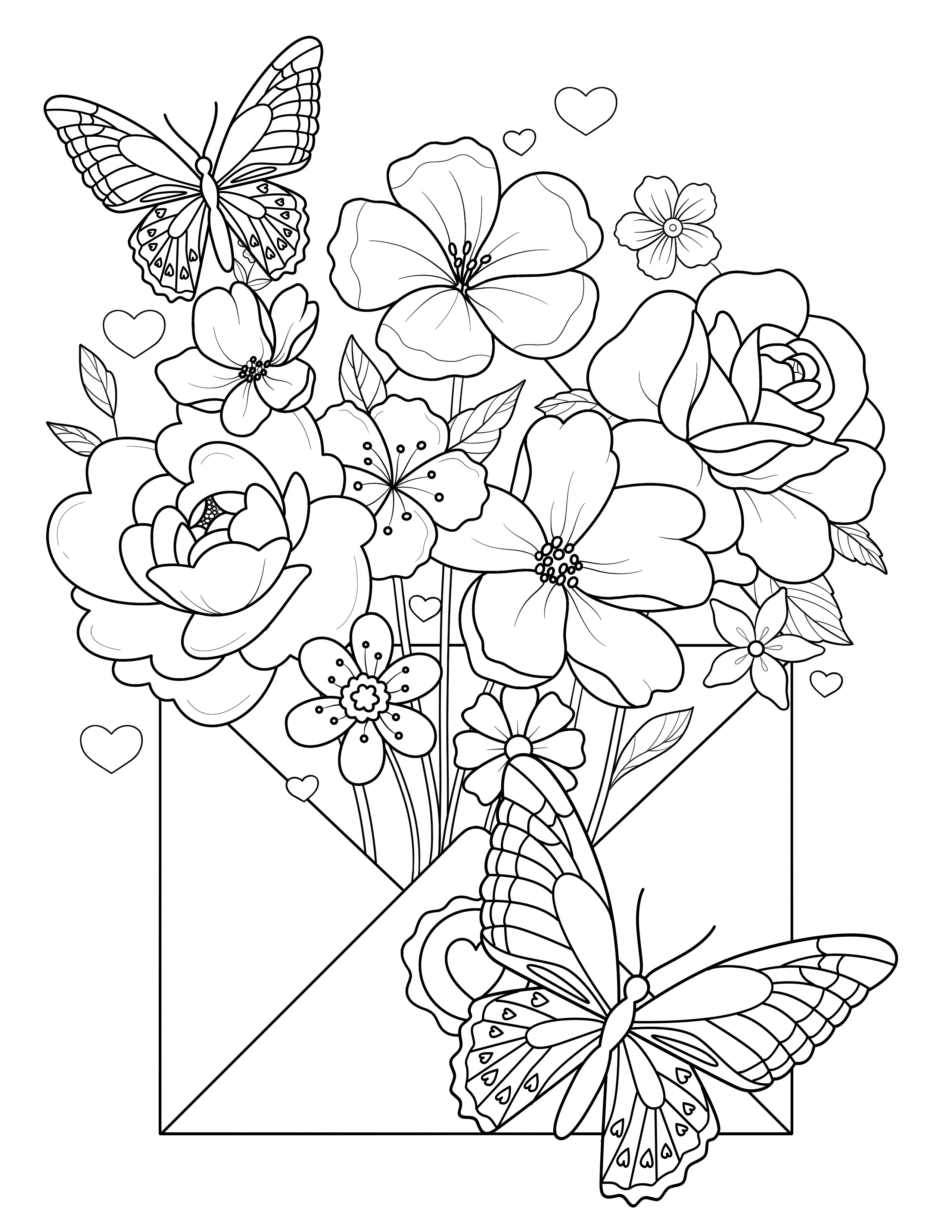 butterflies and flowers coloring pages for adults