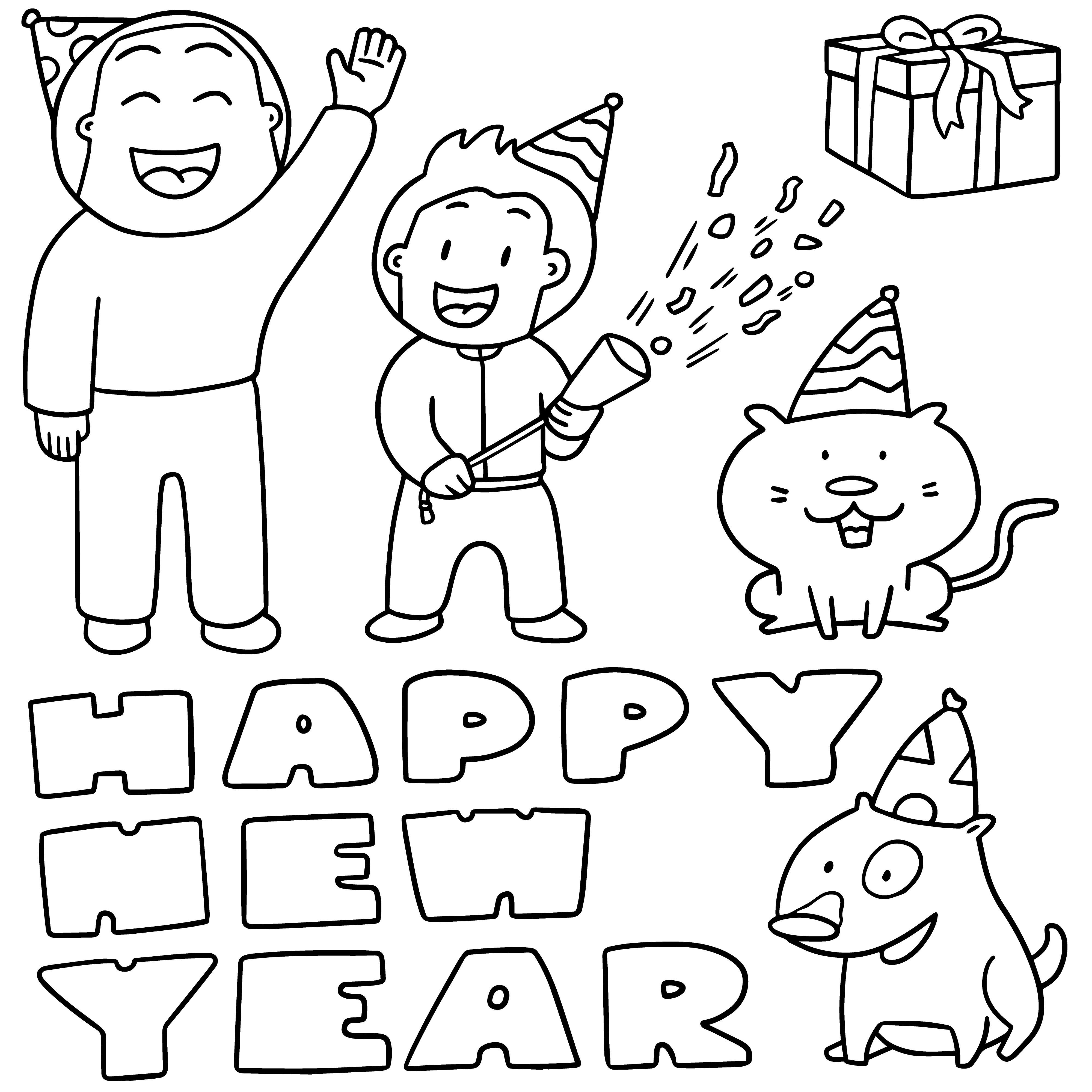 happy new year coloring pages 2019