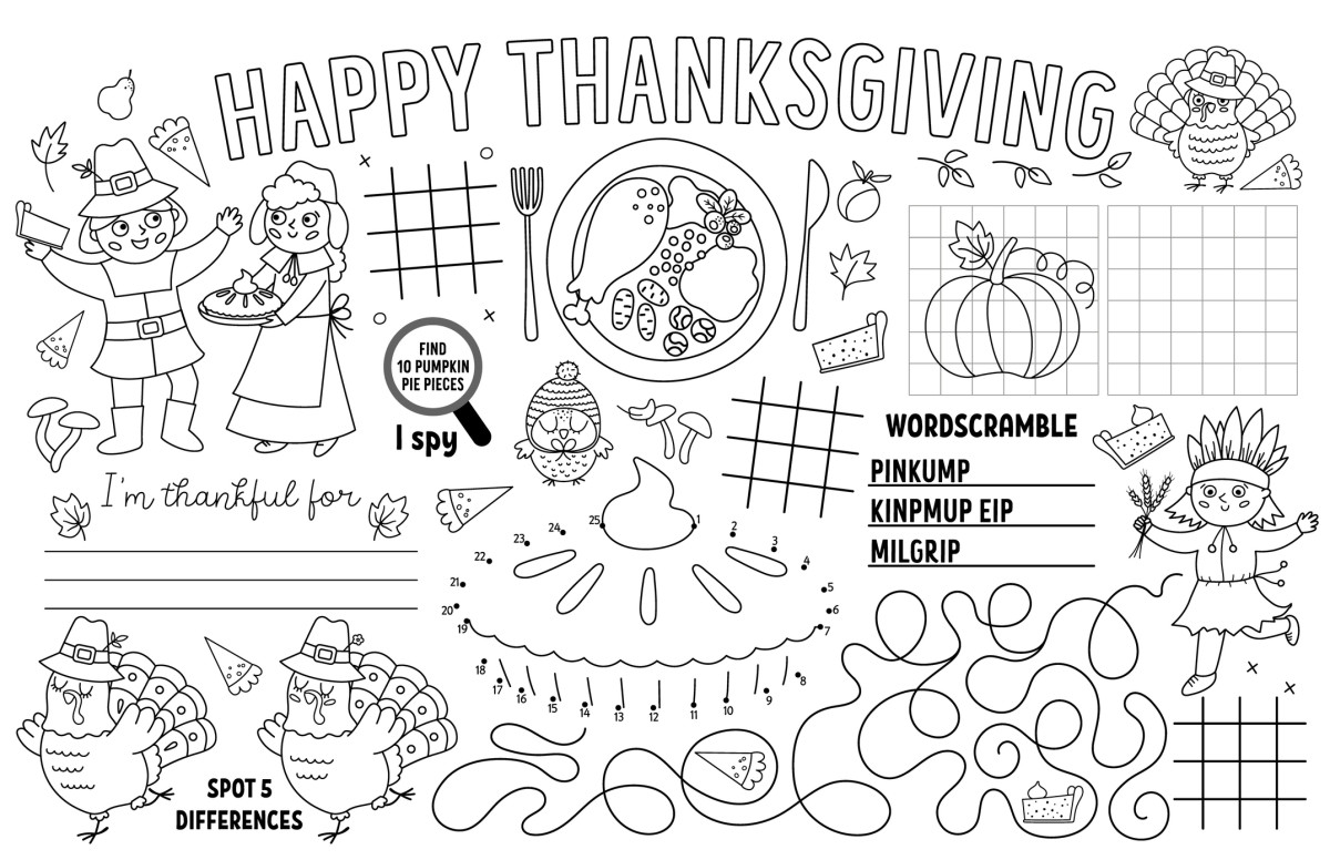 30 Thanksgiving Coloring Pages—Free Printables Kids and Adults Will ...