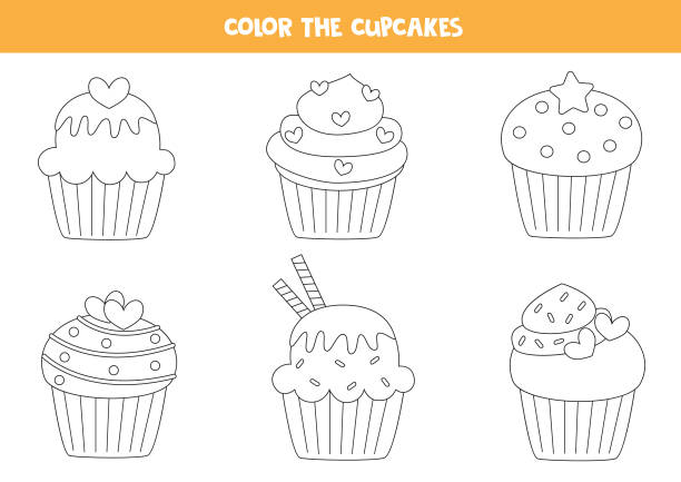coloring pages and cupcake