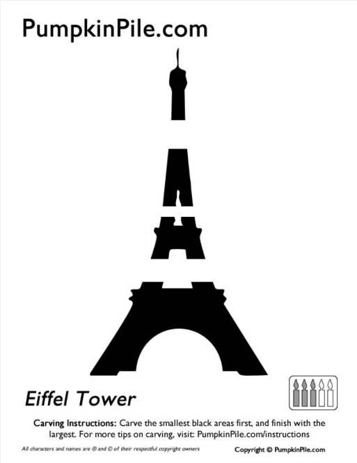Eiffel Tower Pumpkin Stencil Gemmy 5.05 In Eiffel Tower With White LED
