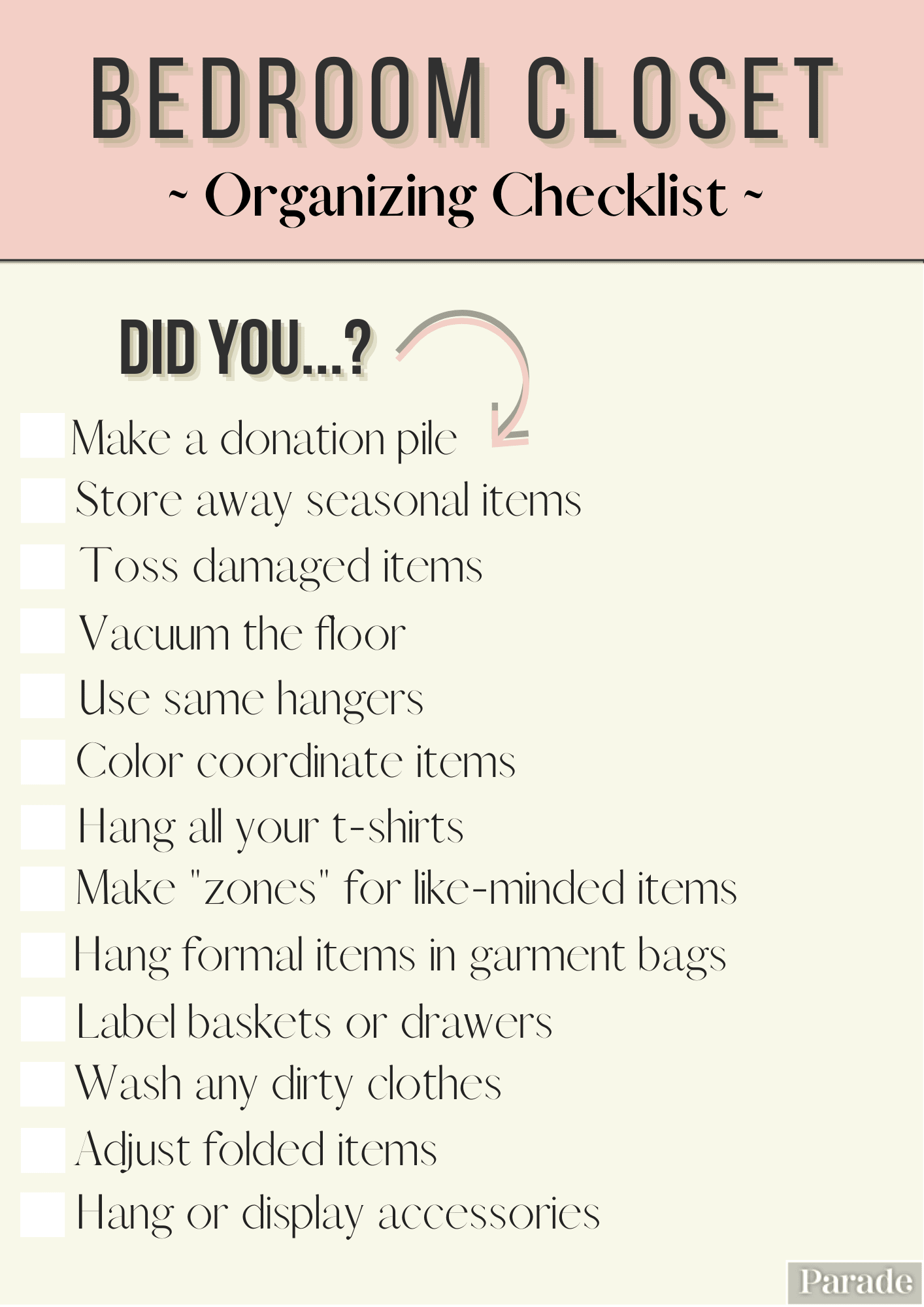 10 Printable Closet Cleaning Guides — Closet Cleaning Tips - Parade ...