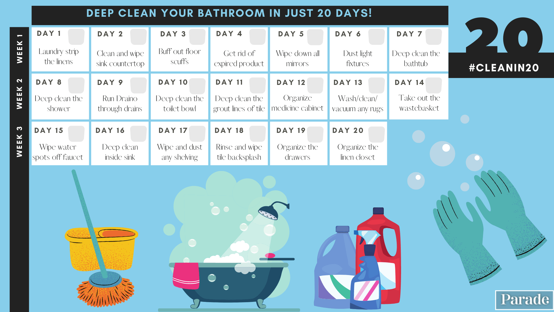 Bathroom Cleaning Checklist: 10 Free, Printable Options - Parade Home ...