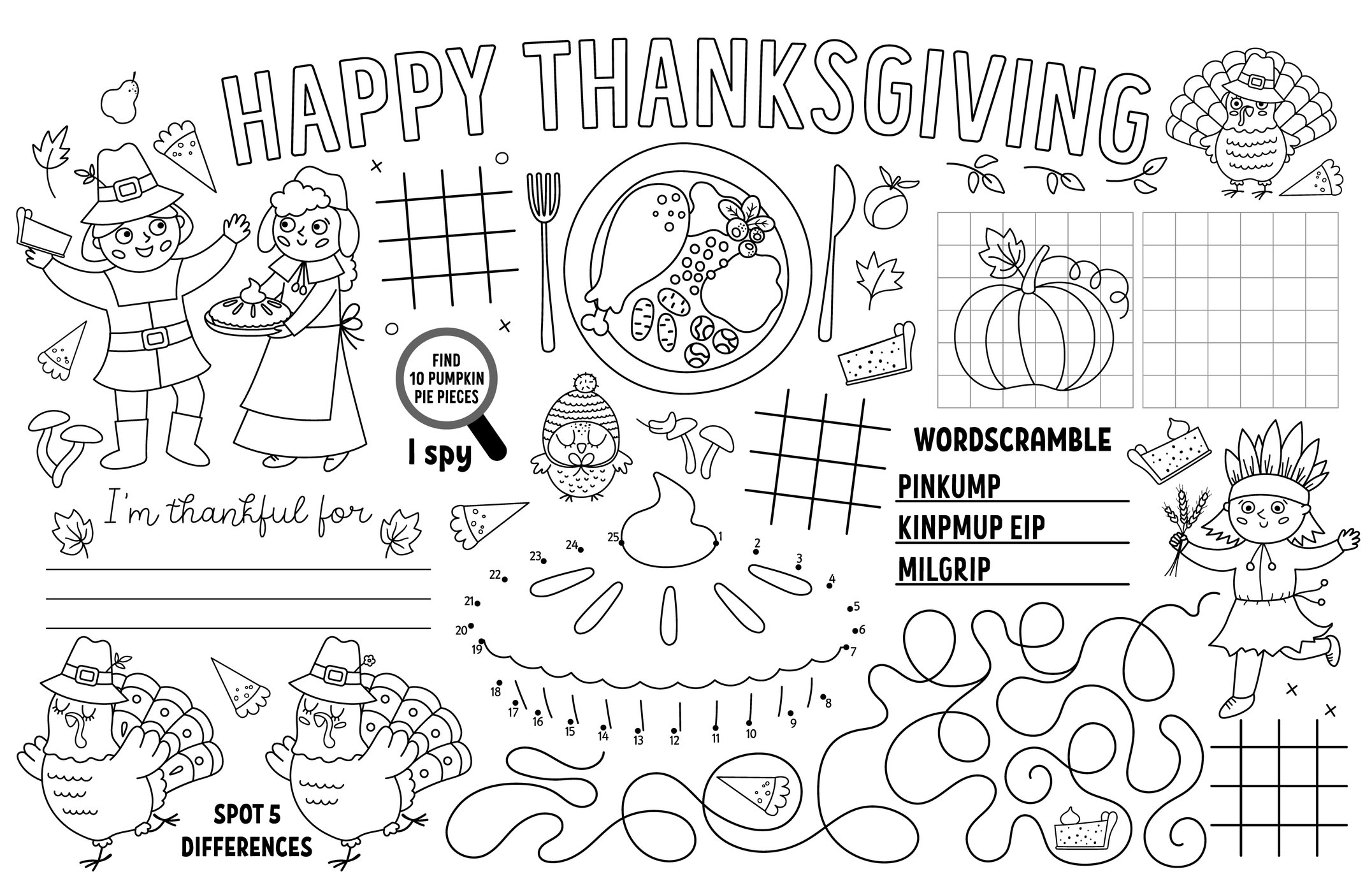 30 Thanksgiving Coloring Pages—Free Printables Kids and Adults Will ...