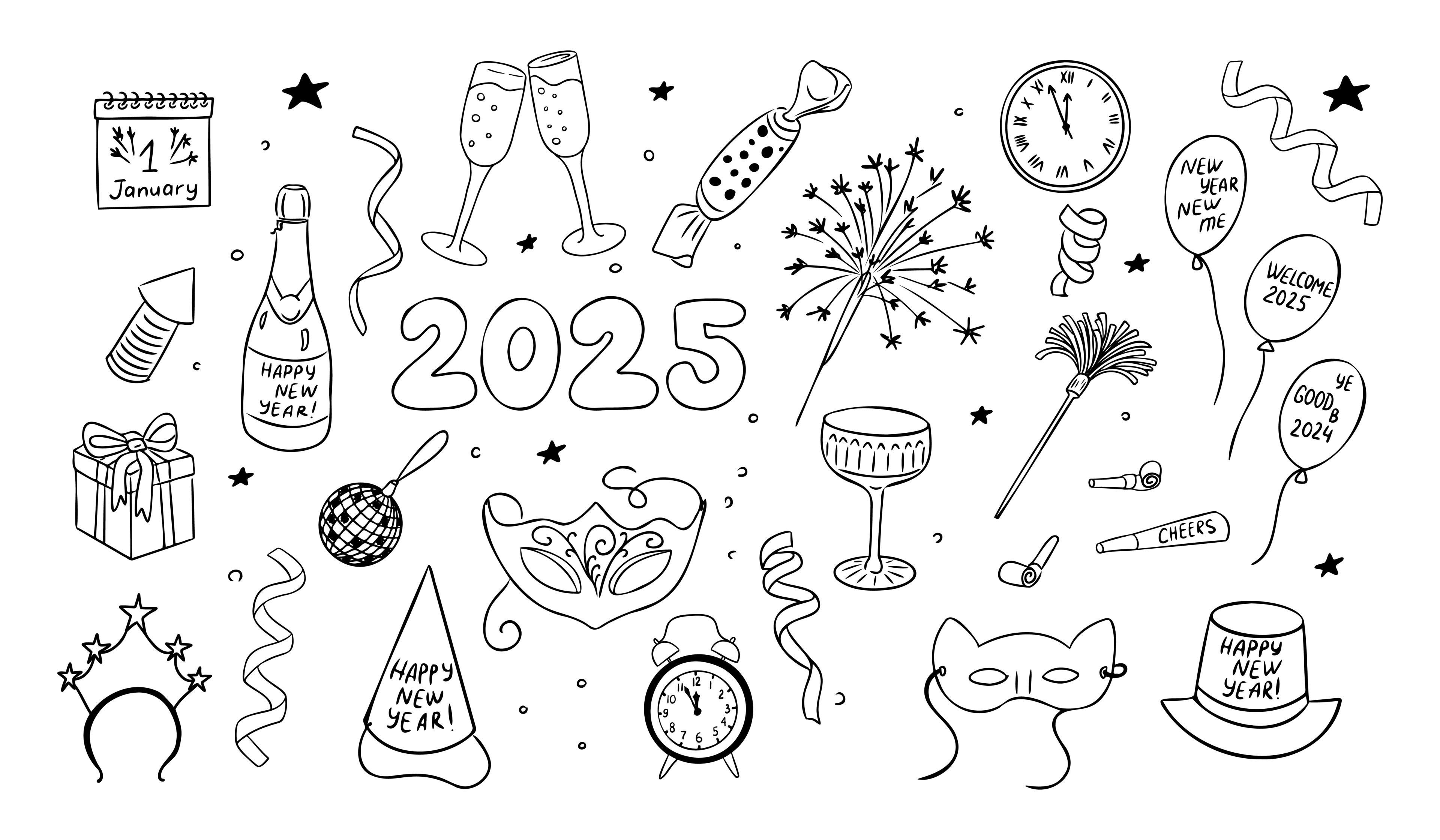 25 New Year's Coloring Pages for 2025 - Parade Home & Garden